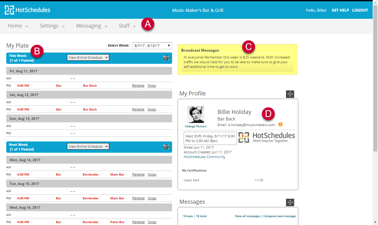 HS: Home Tab Basics – Hotschedules