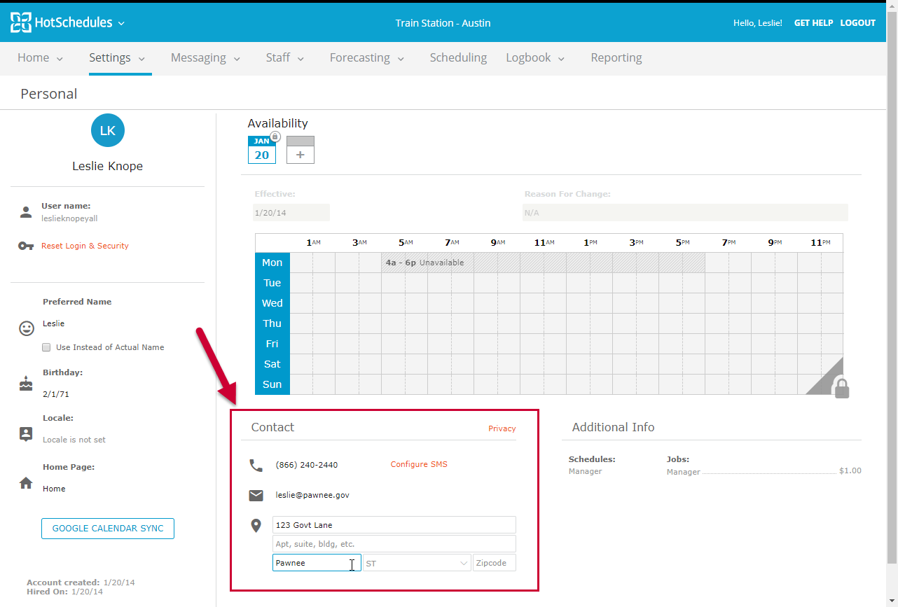 HS: Adjusting Your Contact and Login Info – Hotschedules