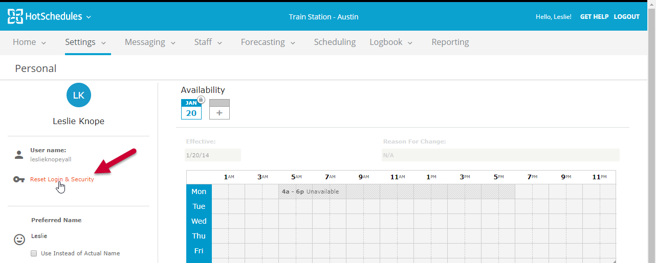 HS: Adjusting Your Contact and Login Info – Hotschedules