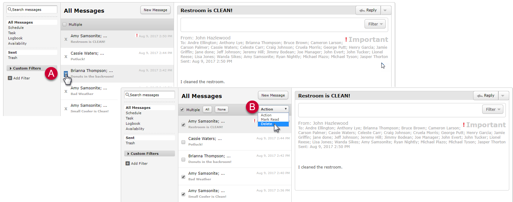 HS: Delete HS Messages – Hotschedules