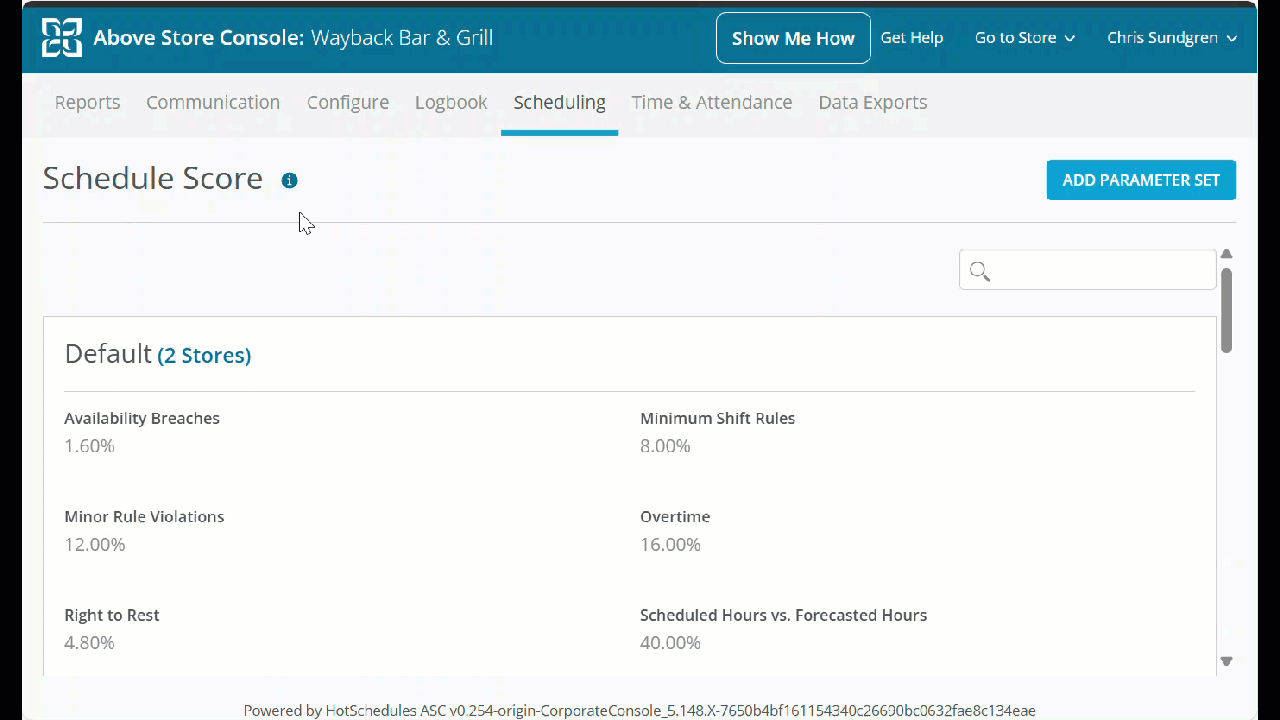 HS ASC: Schedule Score: Configure Parameters for your locations ...