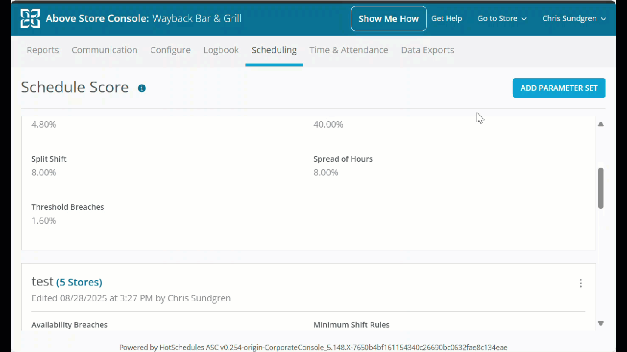HS ASC: Schedule Score: Configure Parameters for your locations ...